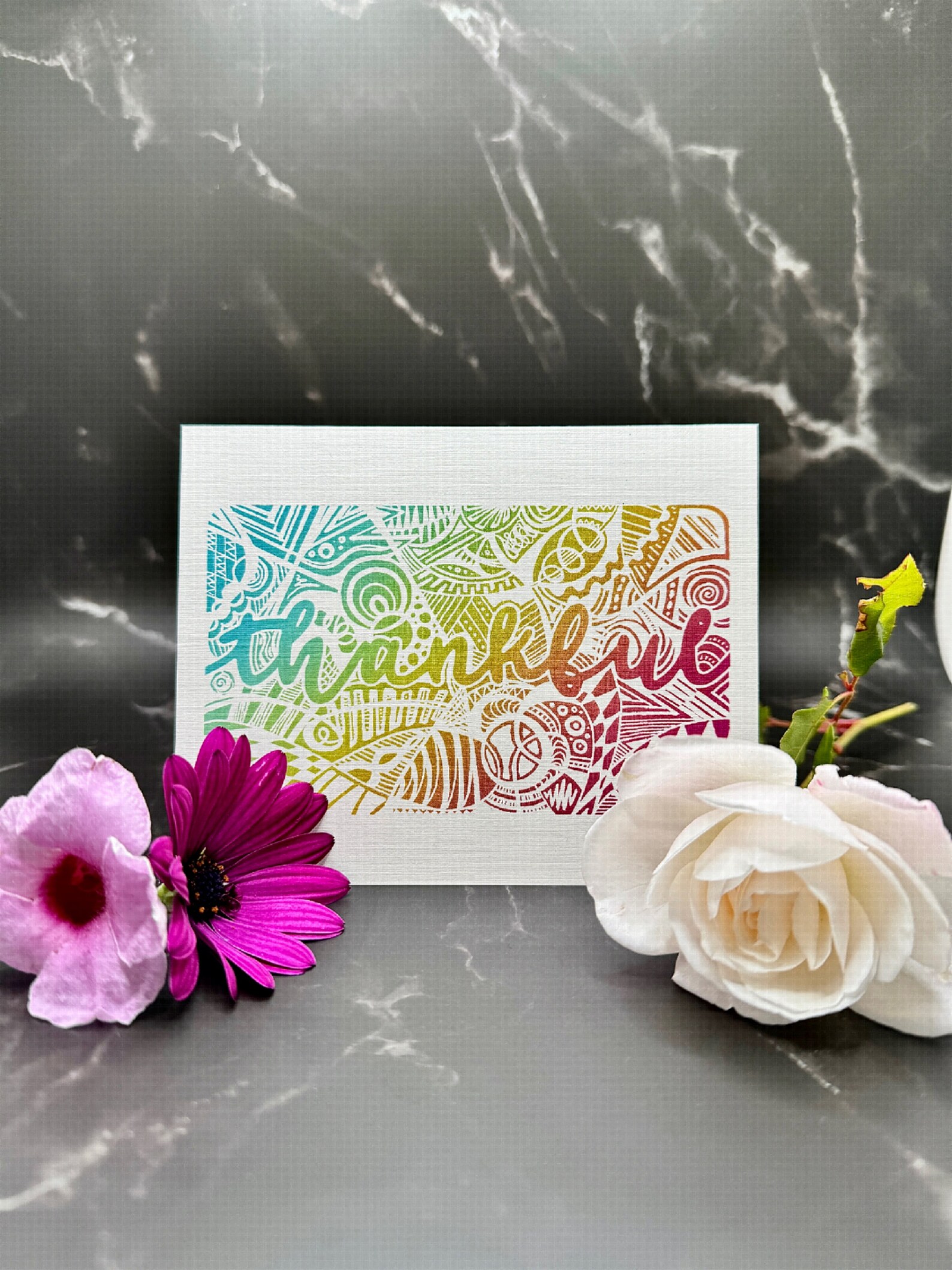 Thank You Card | Greeting Card | Hand-painted Abstract Art | 'thankful ...
