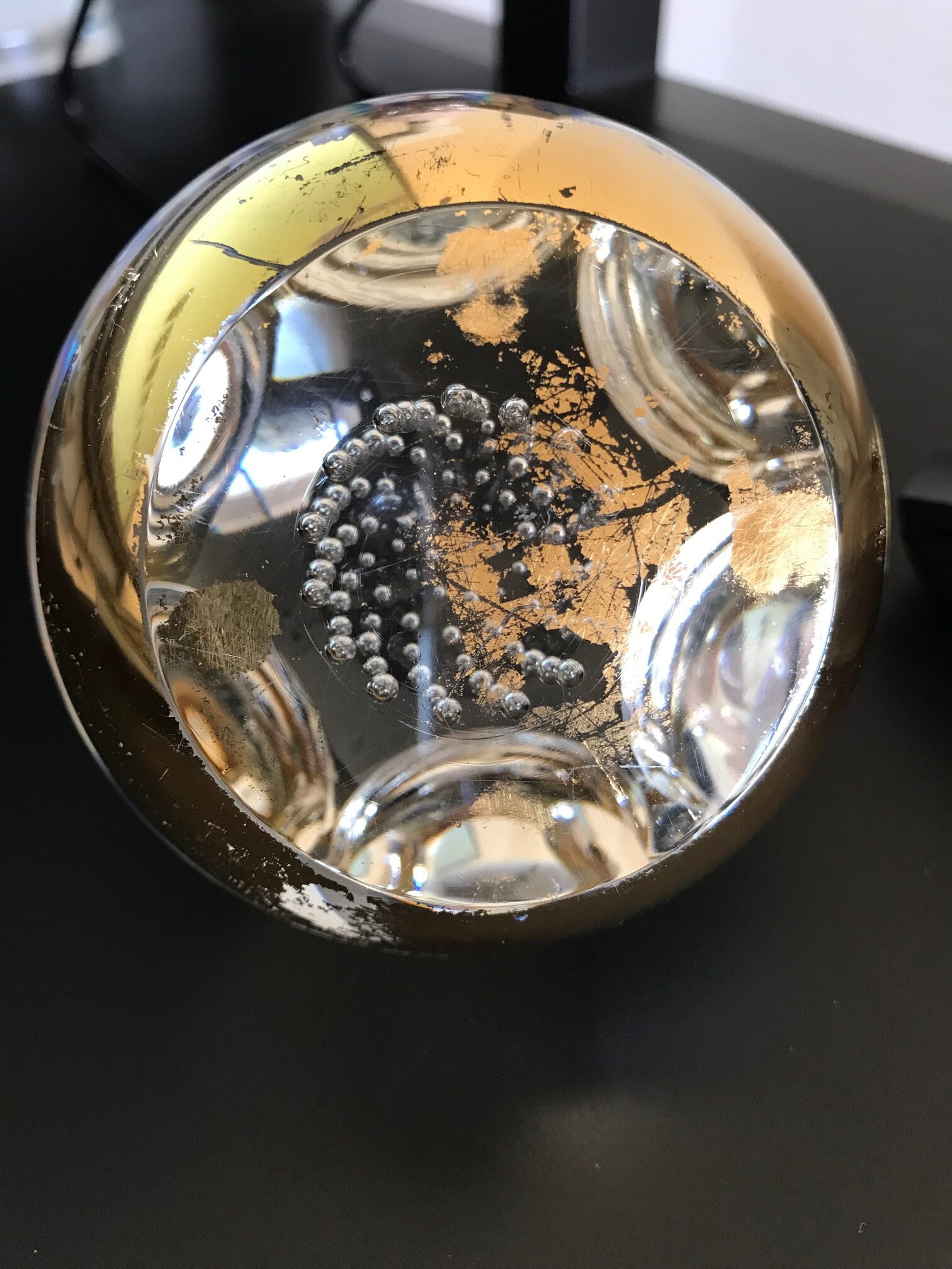 Vintage Orrefors Crystal Paperweight With Gold Detail, Signed - Etsy