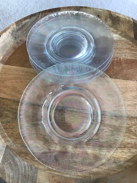 Iridescent Glass Plates for Dessert or Salad - Etsy
