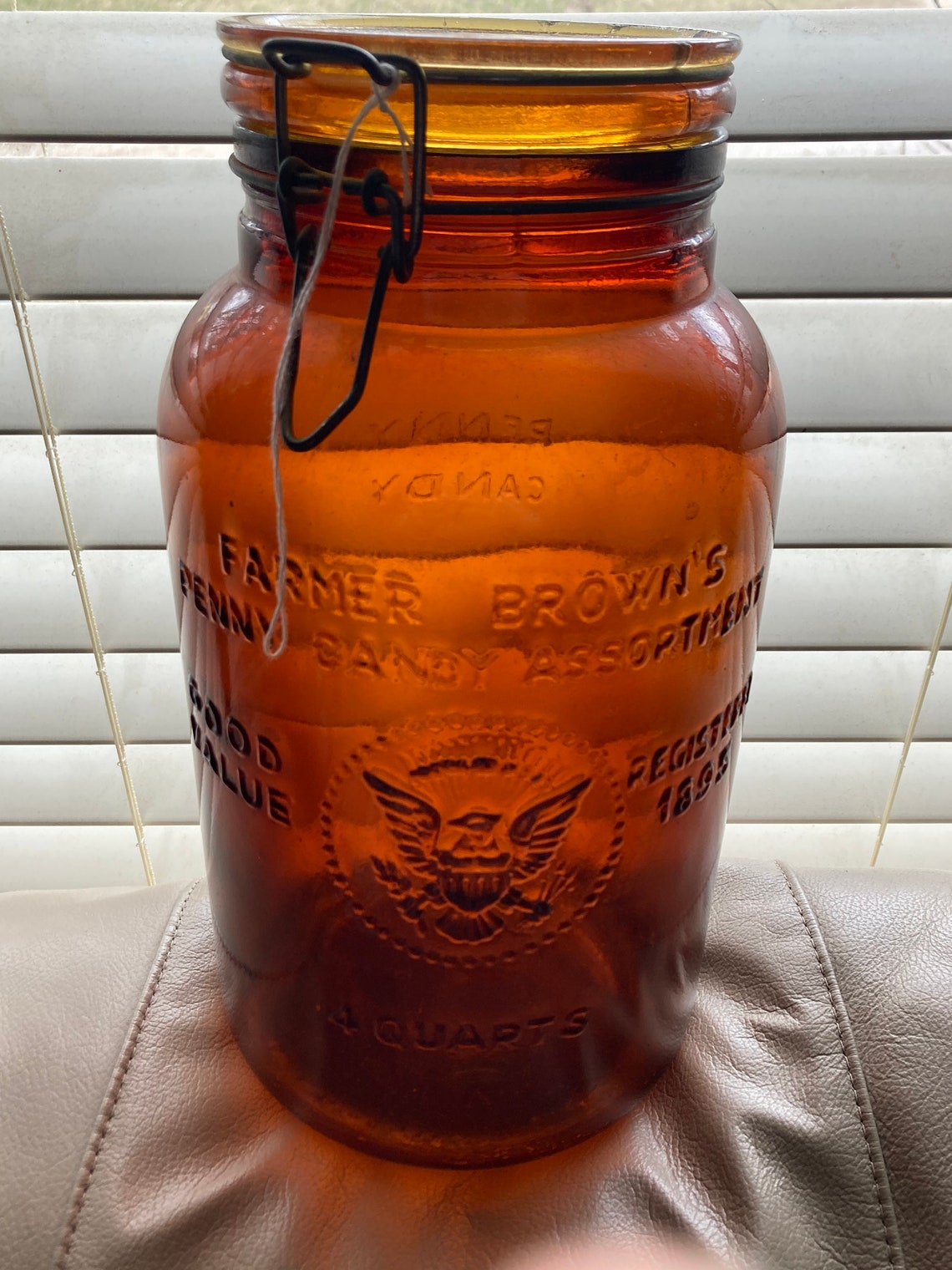 1966 Amber Penny Candy Jar From Italy - Etsy