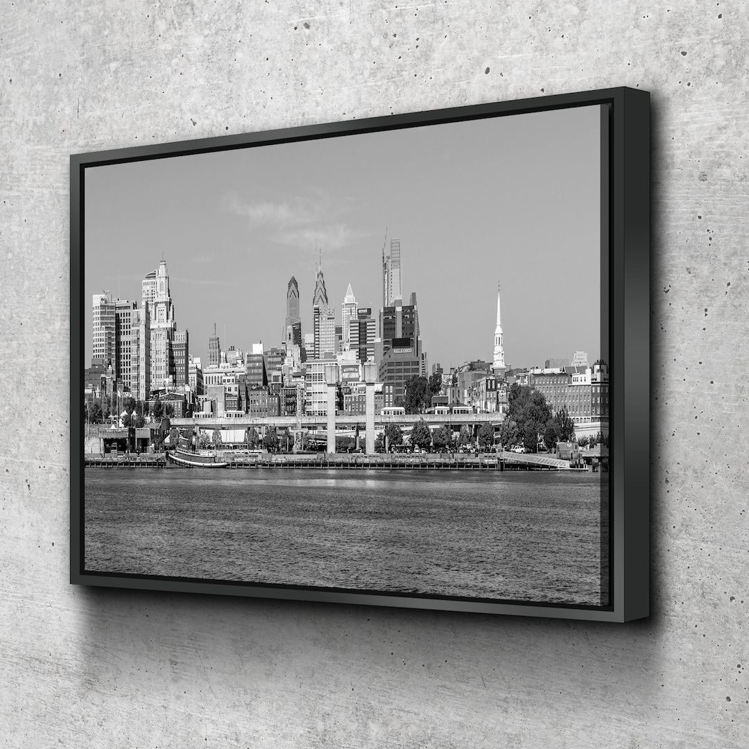 Philadelphia Skyline on Canvas, B&W Large Wall Art, Philadelphia Print ...