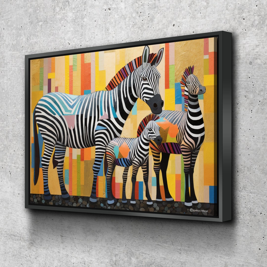 Zebra Abstract Colorful Canvas Wall Art Framed Print Living Room Kids ...