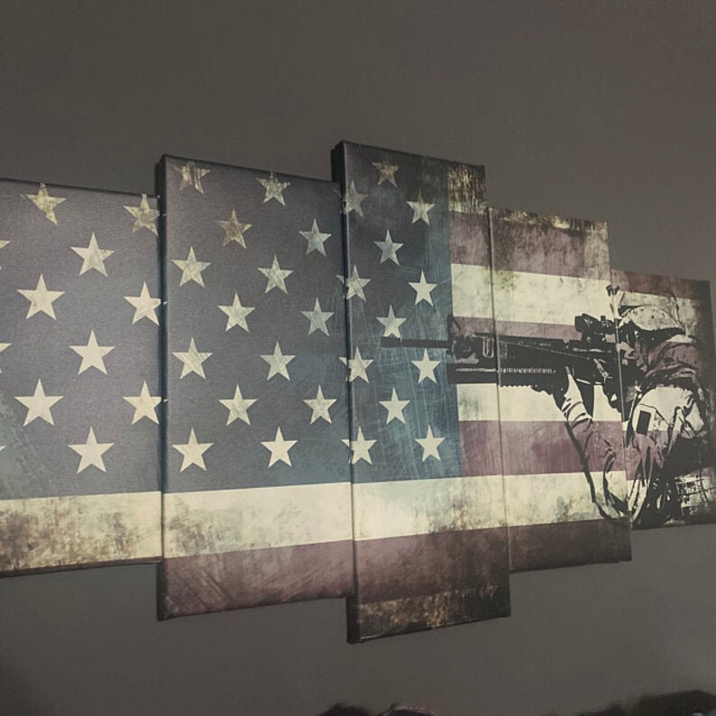 American Flag Decor American Flag Art Canvas Wall Art Etsy