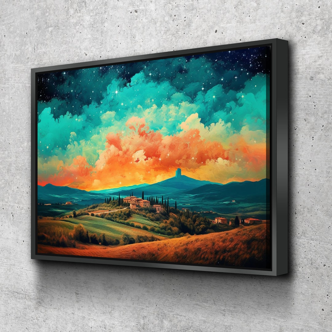 Starry Night Poster Starry Night Canvas Tuscan Night Sky Landscape Art ...