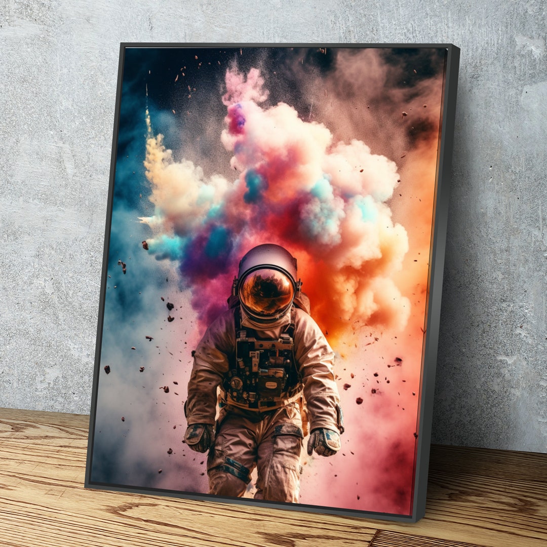 Abstract NASA Astronaut Colorful Cloud Space Travel Canvas Wall Art ...