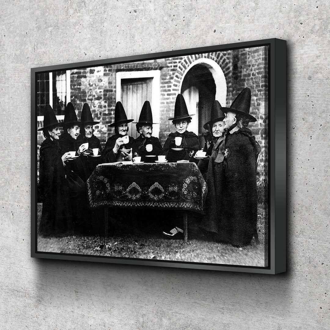 Witches Council Enjoy Tea Canvas Wall Art Halloween Sign Halloween ...