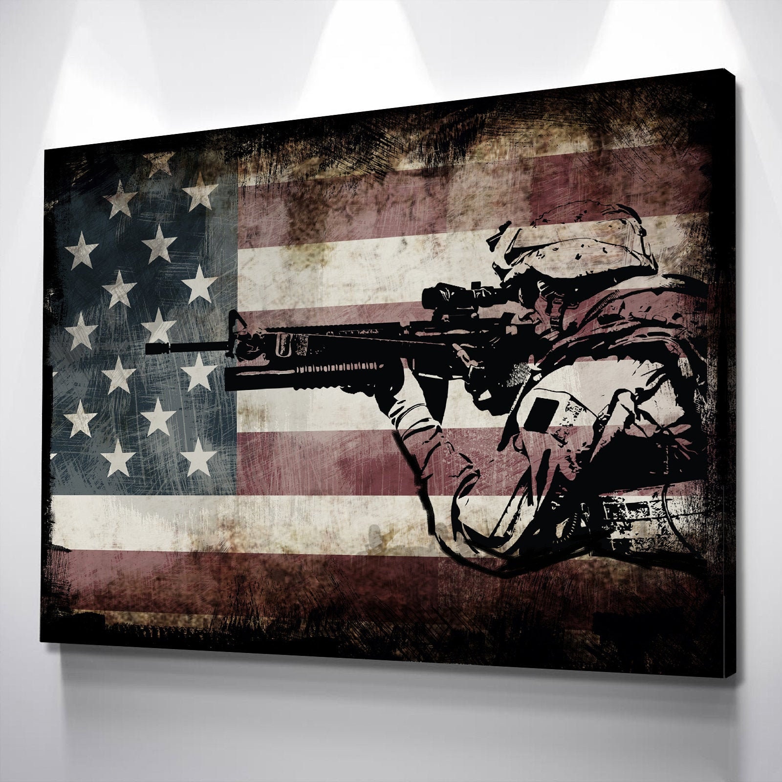 American Flag Decor American Flag Art Canvas Wall Art - Etsy