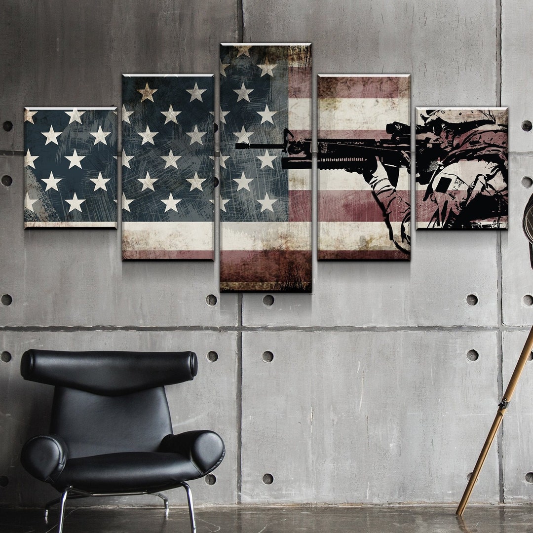 American Flag Decor American Flag Art Canvas Wall Art - Etsy