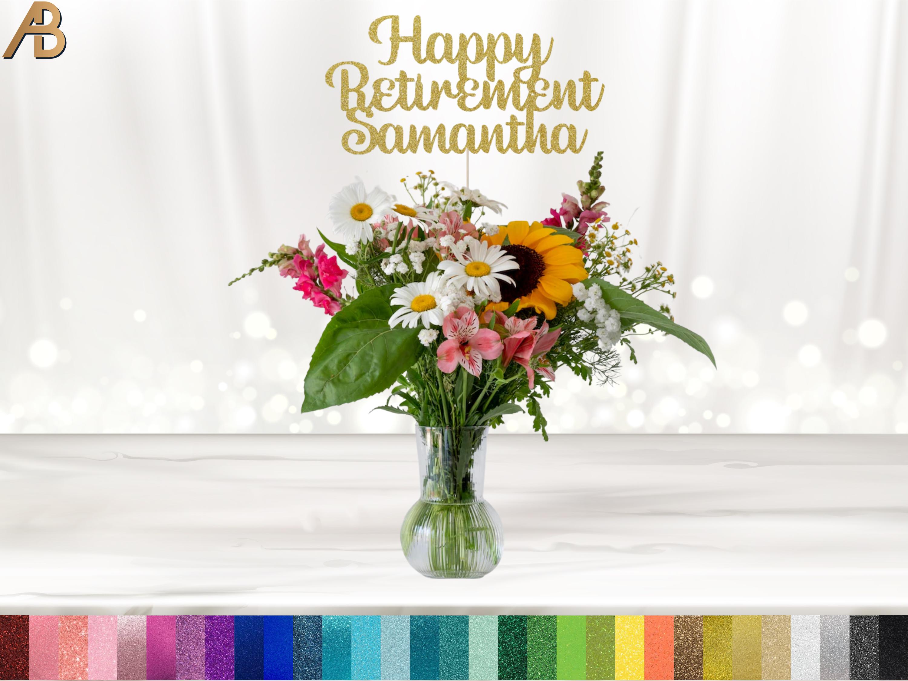 Personalized Happy Retirement Pick, Centerpiece Stick, Flower Pick ...
