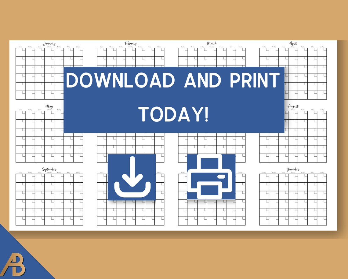 Blank Calendar Digital Download Printable Calendar Letter | Etsy