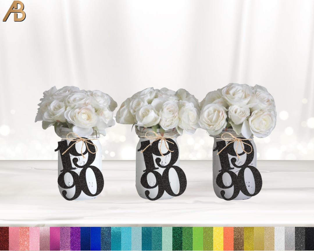1990 Mason Jar Tags, Class Reunion, Class of 1990, Centerpiece ...