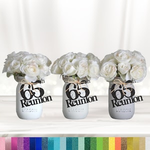 65th Reunion Mason Jar Tags, Class Reunion Centerpiece, Party Table ...