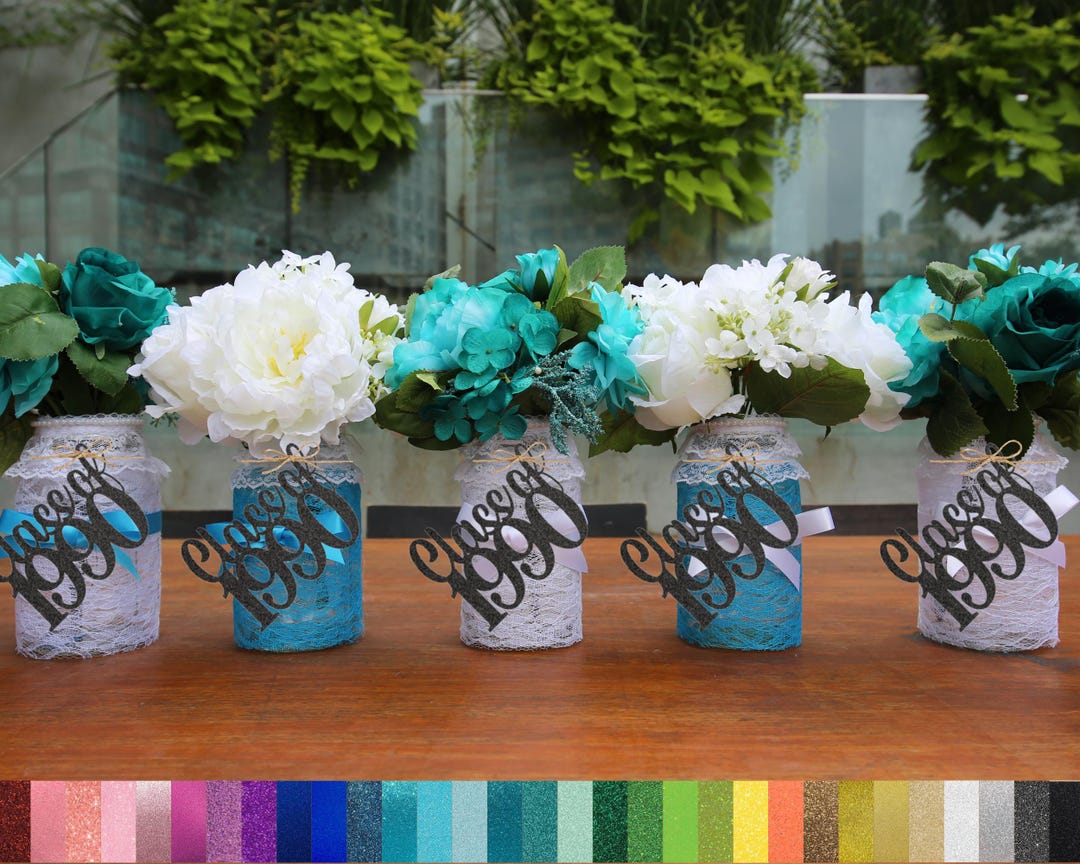 Class of 1990 Mason Jar Tags, Class Reunion, Centerpiece, Decoration ...