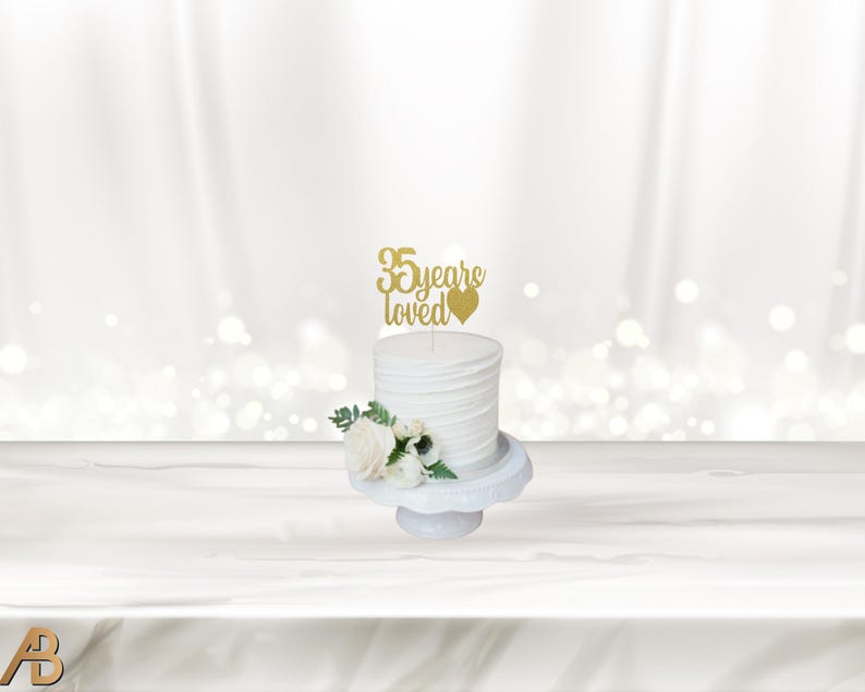 35 Years Loved Centerpiece, Party Table Décor, Centerpiece Stick ...
