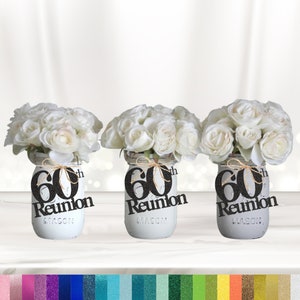 60th Reunion Mason Jar Tags, Class Reunion Centerpiece, Party Table ...