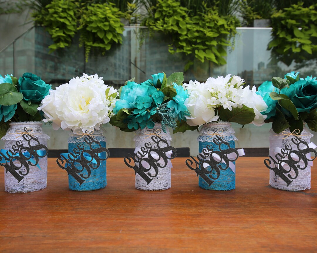 1998 Class Reunion, Mason Jar Tags, Class of 1998, Centerpiece, 1998 ...