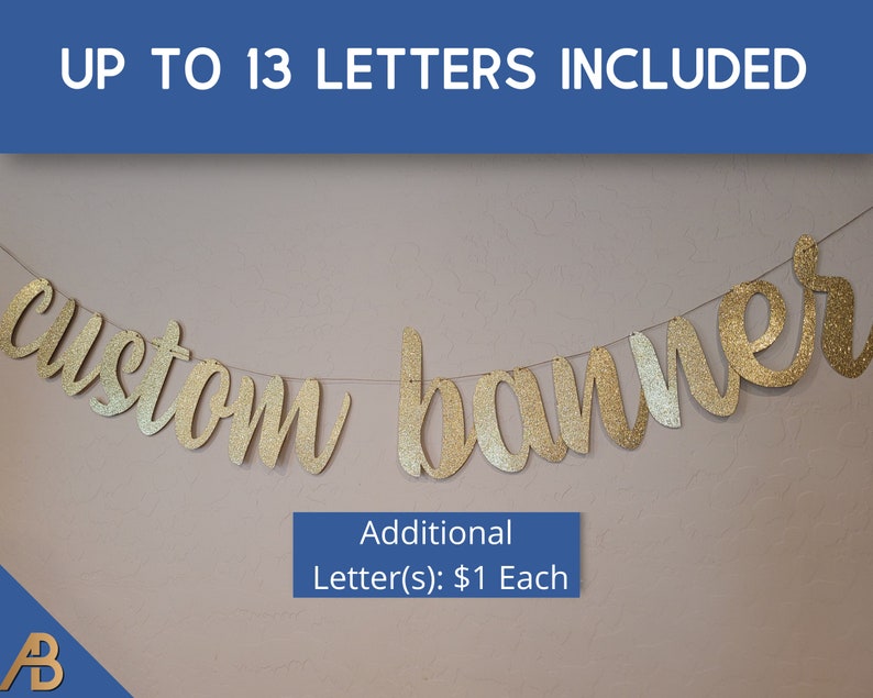 Custom Glitter Banner Script Font Personalized Banner - Etsy