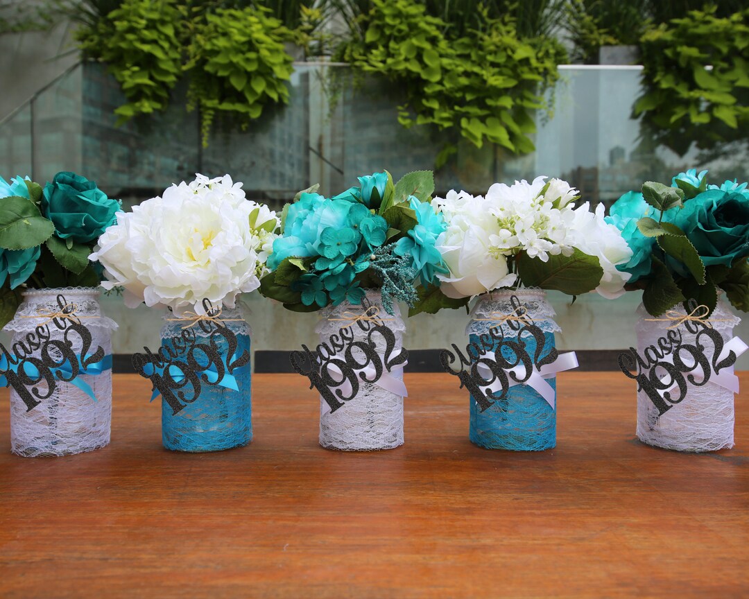 1992 Class Reunion, Mason Jar Tags, Class of 1992, Centerpiece, 1992 ...