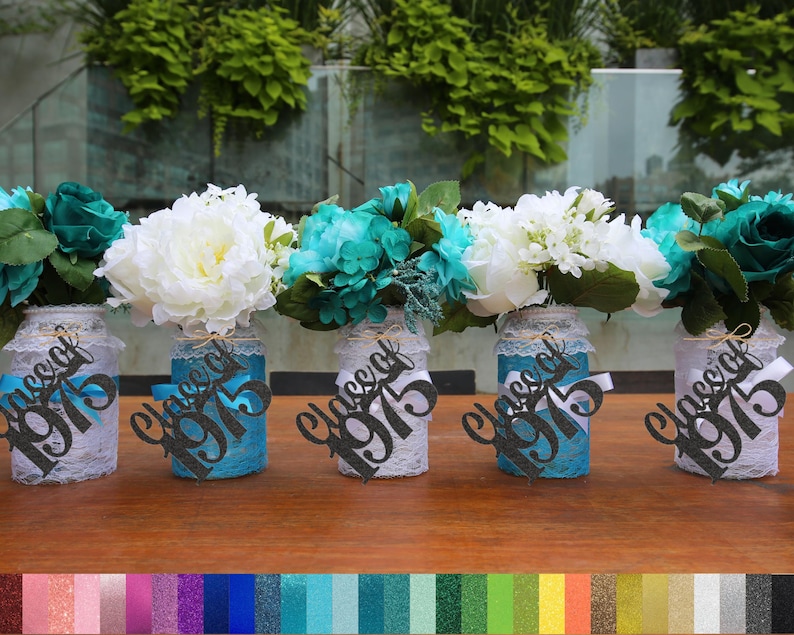 Class of 1975 Mason Jar Tags, Class Reunion, Centerpiece, Decoration ...