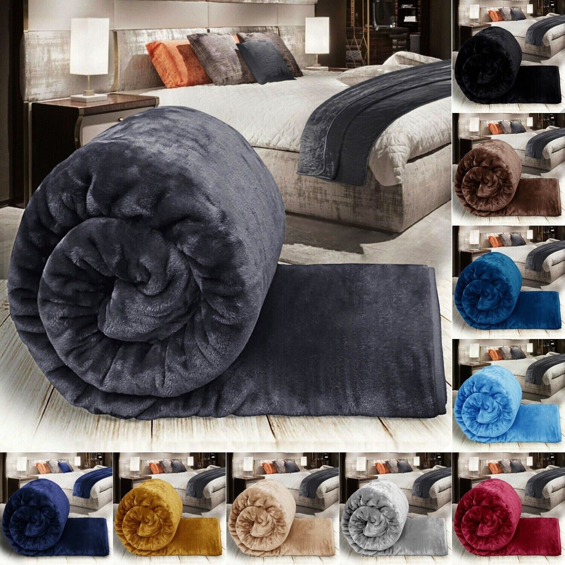 Faux Fur Fleece Throw Soft Warm Mink Large Sofa Bed Blanket Double King ...