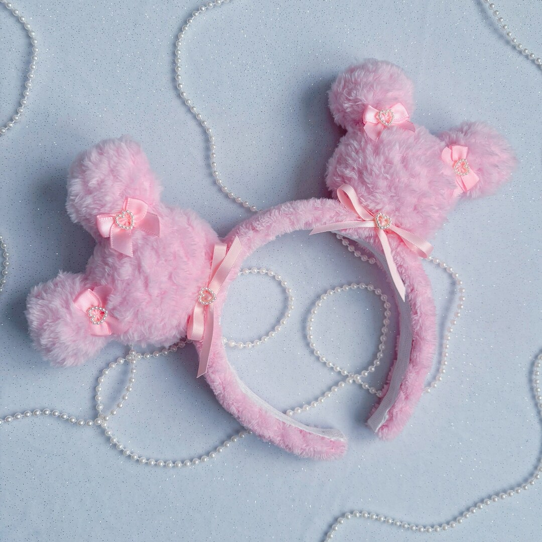 Pink Teddy Bears Ears,furry Ears, Sweetheart Night Ears, Bows Ears ...