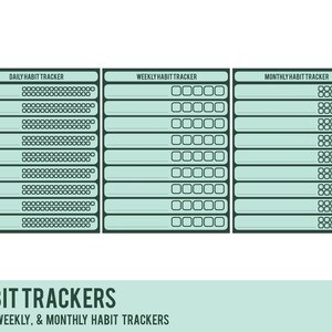 Green Digital Habit Trackers | Daily, Weekly, & Monthly - Etsy