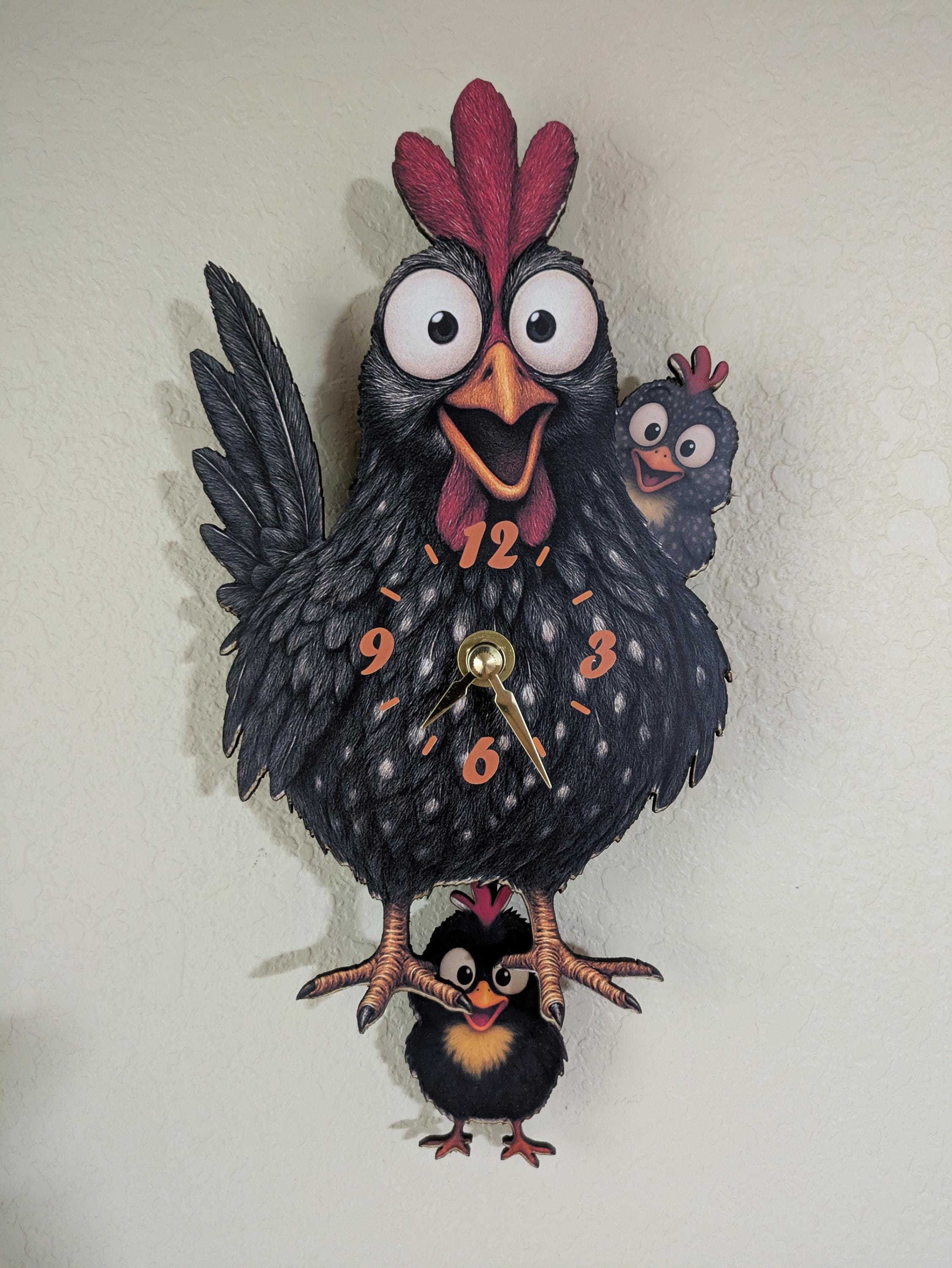 Whacky Chicken Wall Clock With Wagging Chick Pendulum - Etsy