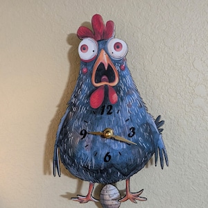 Whacky Chicken Wall Clock With Wagging Egg Pendulum - Etsy