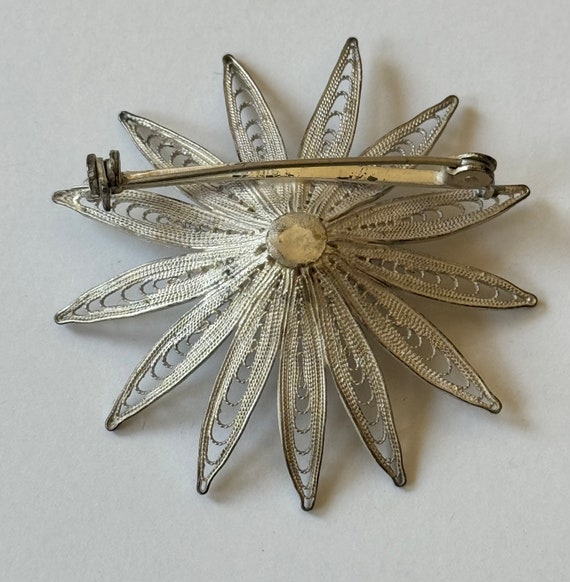 Vintage Japanese Silver Filigree Brooch - Gem