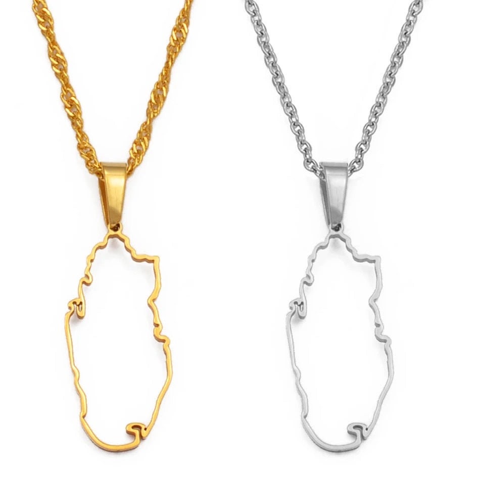 Qatar Outline Map Necklace Chain Pendant - Etsy