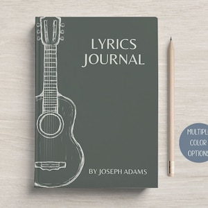 Muscians Song Writing Lyrics Journal, Guitar Themed Lyrics Notebook ...