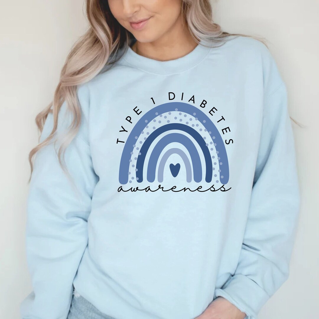 Type 1 Diabetes Awareness Sweatshirt: Blue Rainbow Crewneck - Etsy
