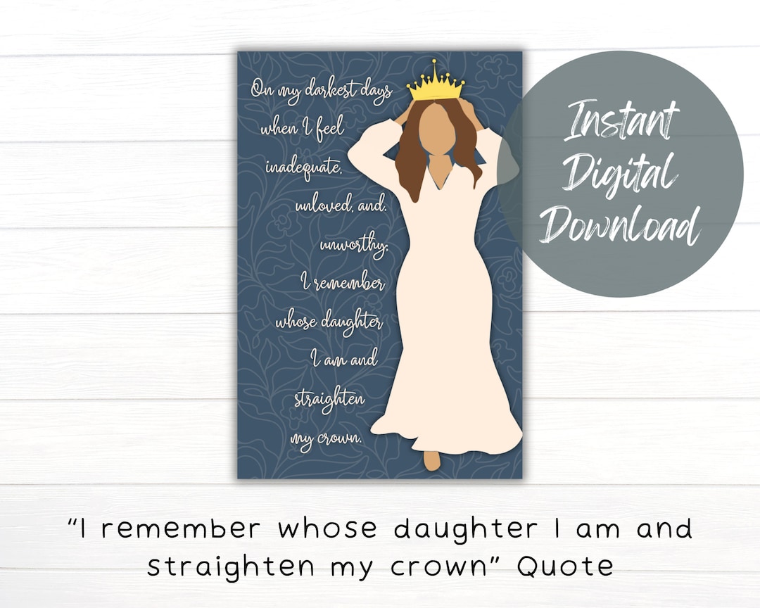 Daughter of a King straighten My Crown Quote Print digital Download ...