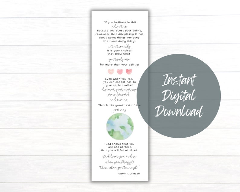 Dieter F. Uchtdorf Life Journey LDS Quote Bookmark digital Download ...