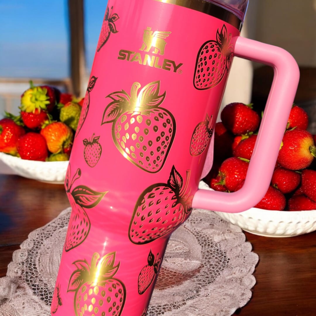 Stanley Pink Parade Strawberry Gold Stanley Tumbler Engraved Limited ...