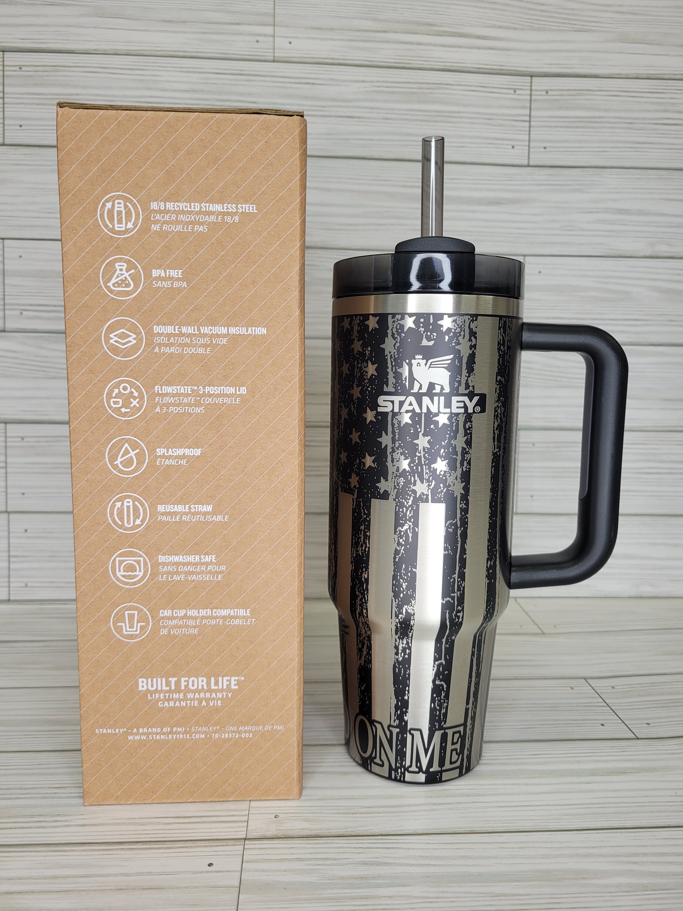 Patriotic Stanley Quencher Tumbler American Flag Engraved Stanley Ice ...
