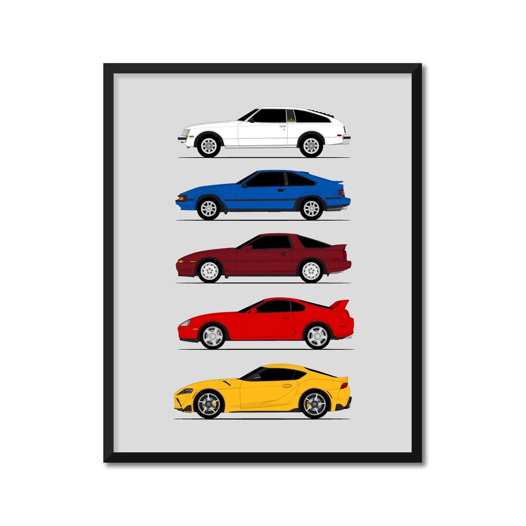 Toyota Supra Generations Inspired Poster (side Profile) Print Art ...