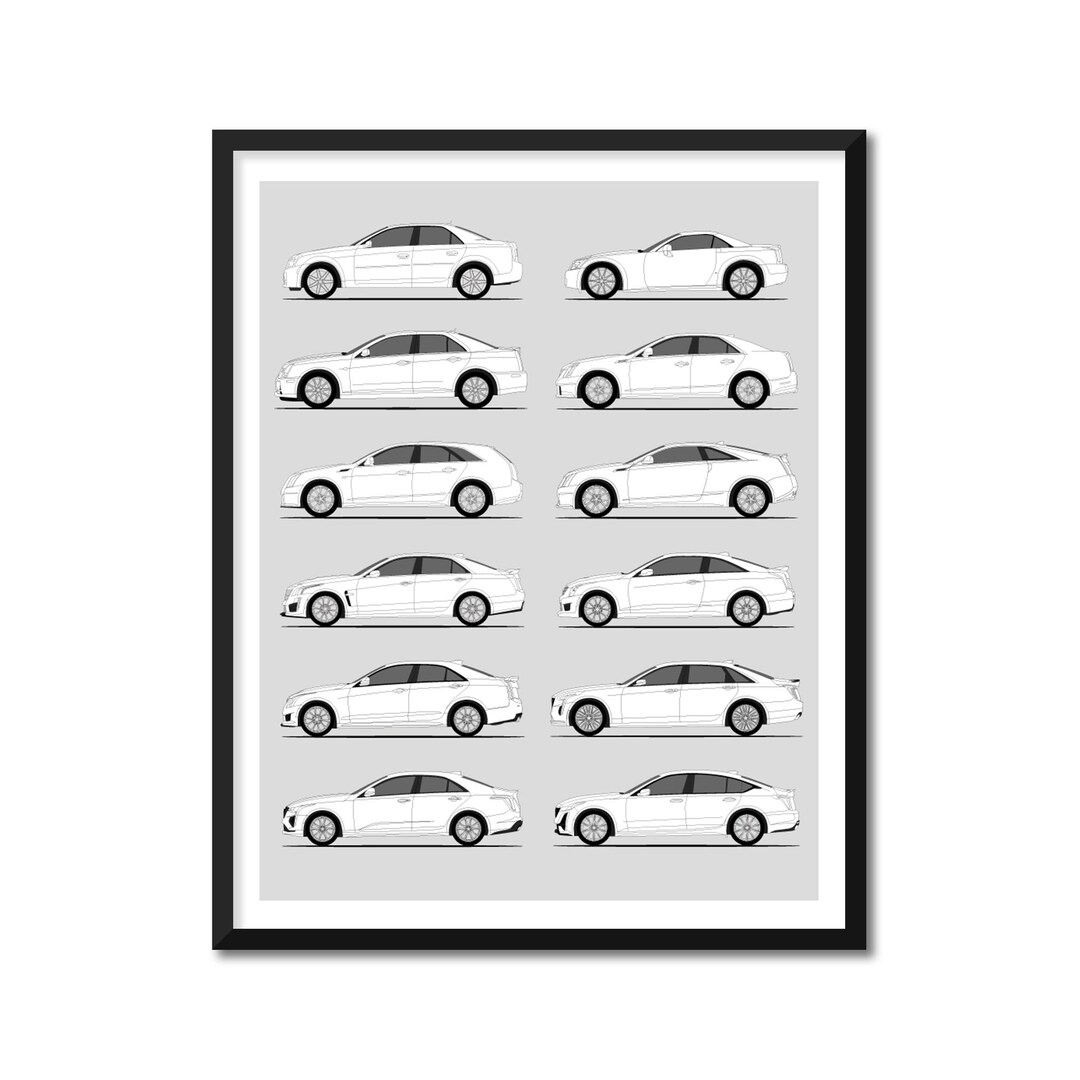 Cadillac V-series Inspired Poster (side Profile) Print Art CTS-V STS-V ...