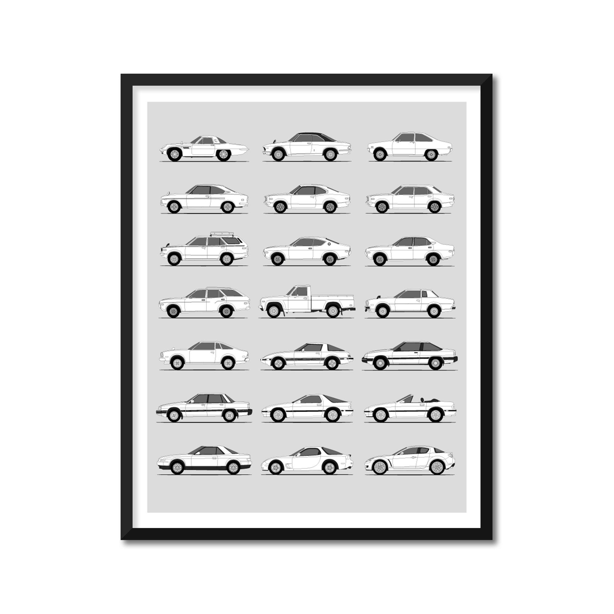Mazda Rotary Inspired Car Poster (side Profile) Print of Mazda Rotary ...
