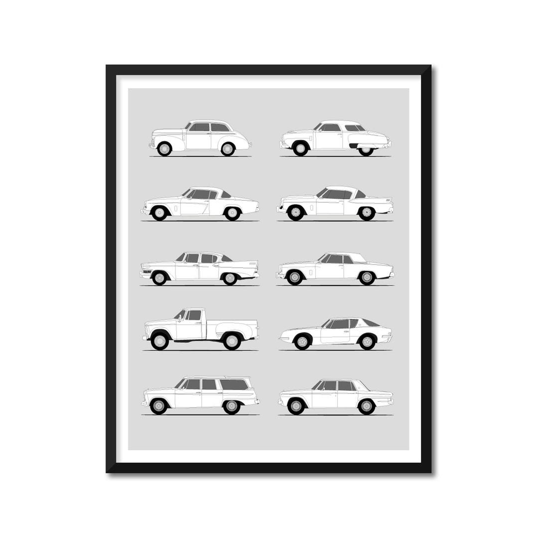 Studebaker Inspired Car Poster (side Profile) Print Wall Art Decor of ...