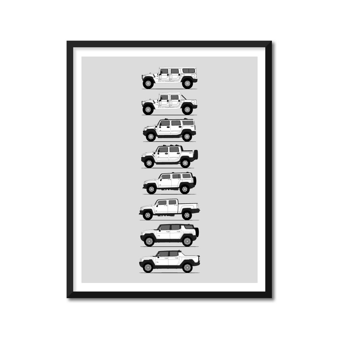 GMC Hummer Inspired Car Poster (side Profile) Print of the GMC Hummer ...
