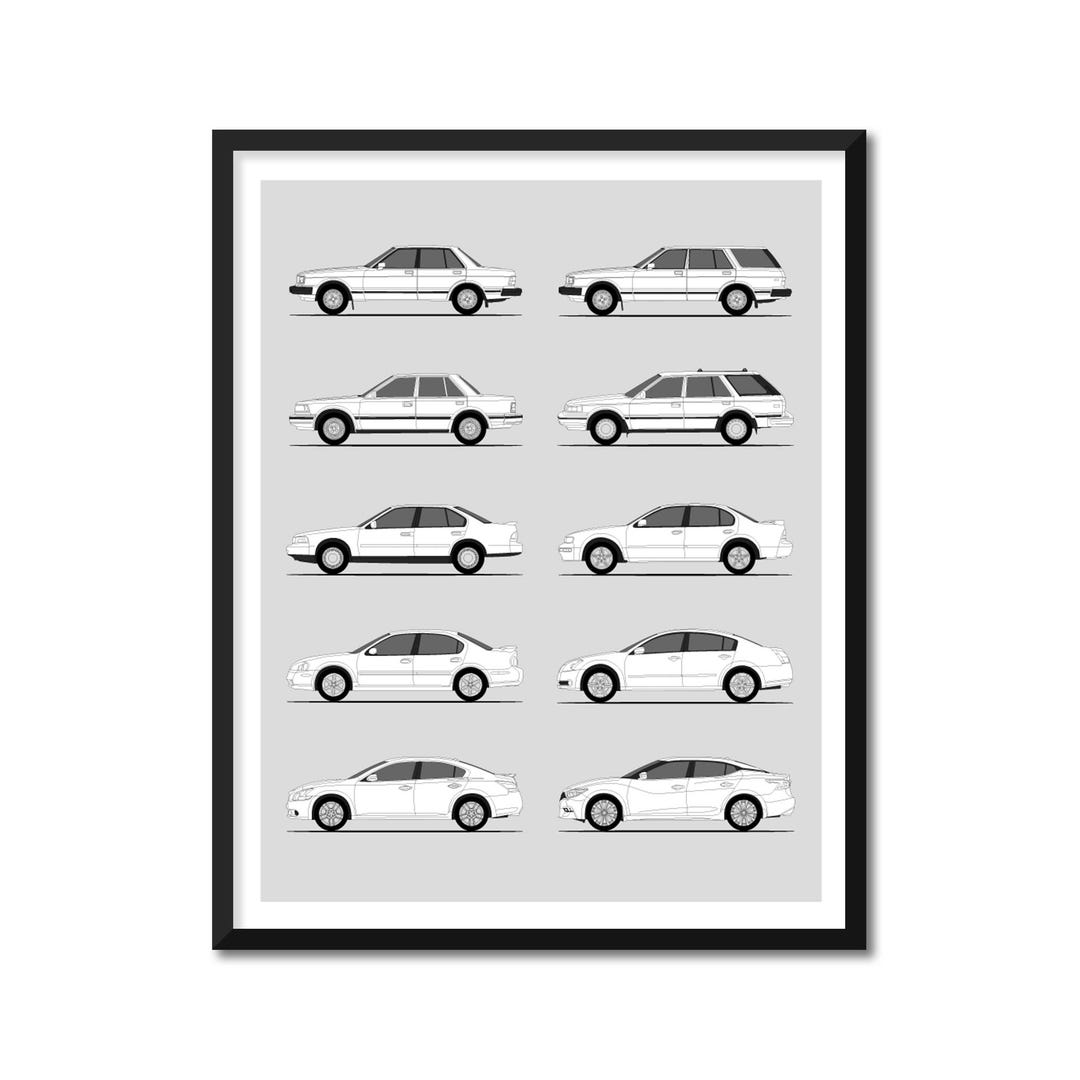 Nissan Maxima Inspired Car Poster side Profile Print Wall Art Decor of ...