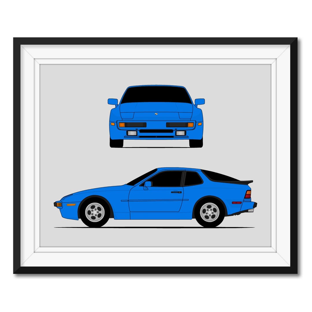 Porsche 944 (1983-1985) (front and Side) Inspired Car Poster Print Wall ...