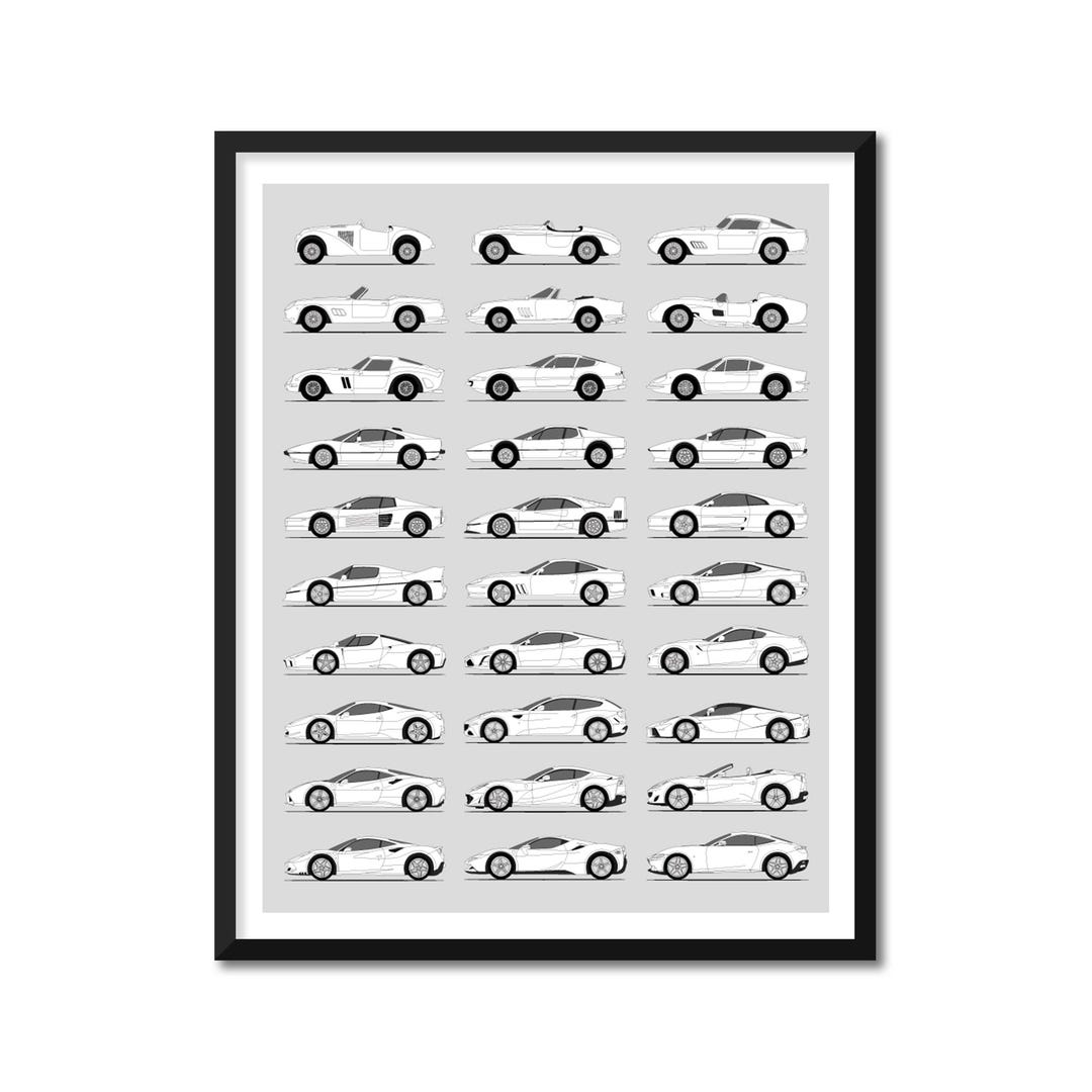 Ferrari Inspired Car Poster (side Profile) Print Wall Art Decor of the ...