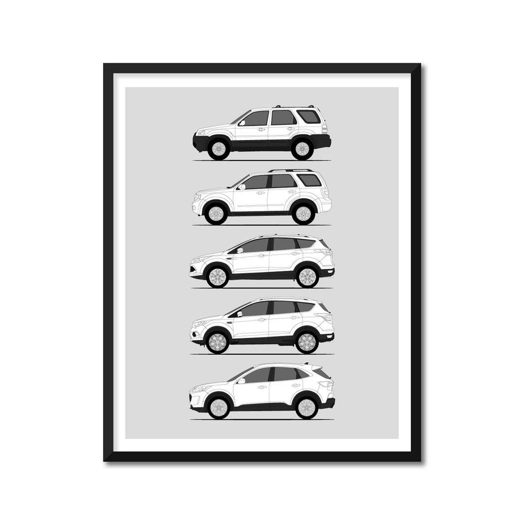 Ford Escape Inspired Poster (side Profile) Print Wall Art Decor of the ...