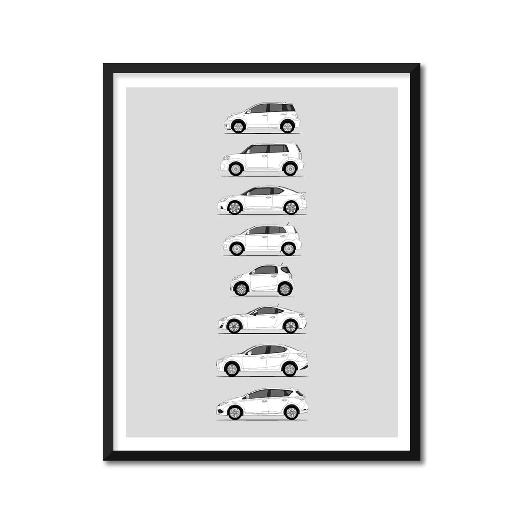Toyota Scion Inspired Car Poster (side Profile) Print of the Scion Xa ...