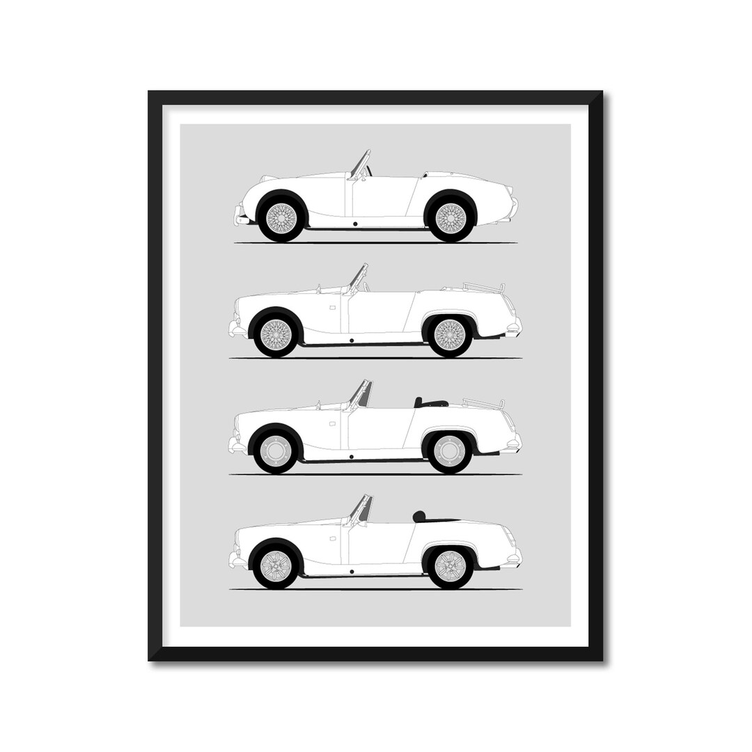 Austin Healey Sprite Inspired Car Poster (side Profile) Print Decor of ...