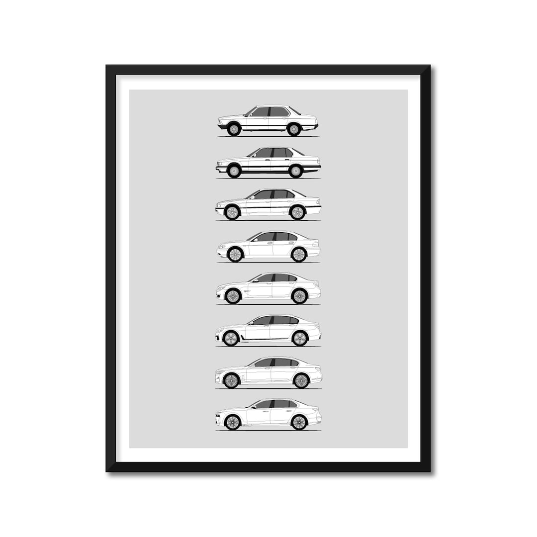 BMW 7 Series Inspired Car Poster (side Profile) Print of the BMW E23 ...