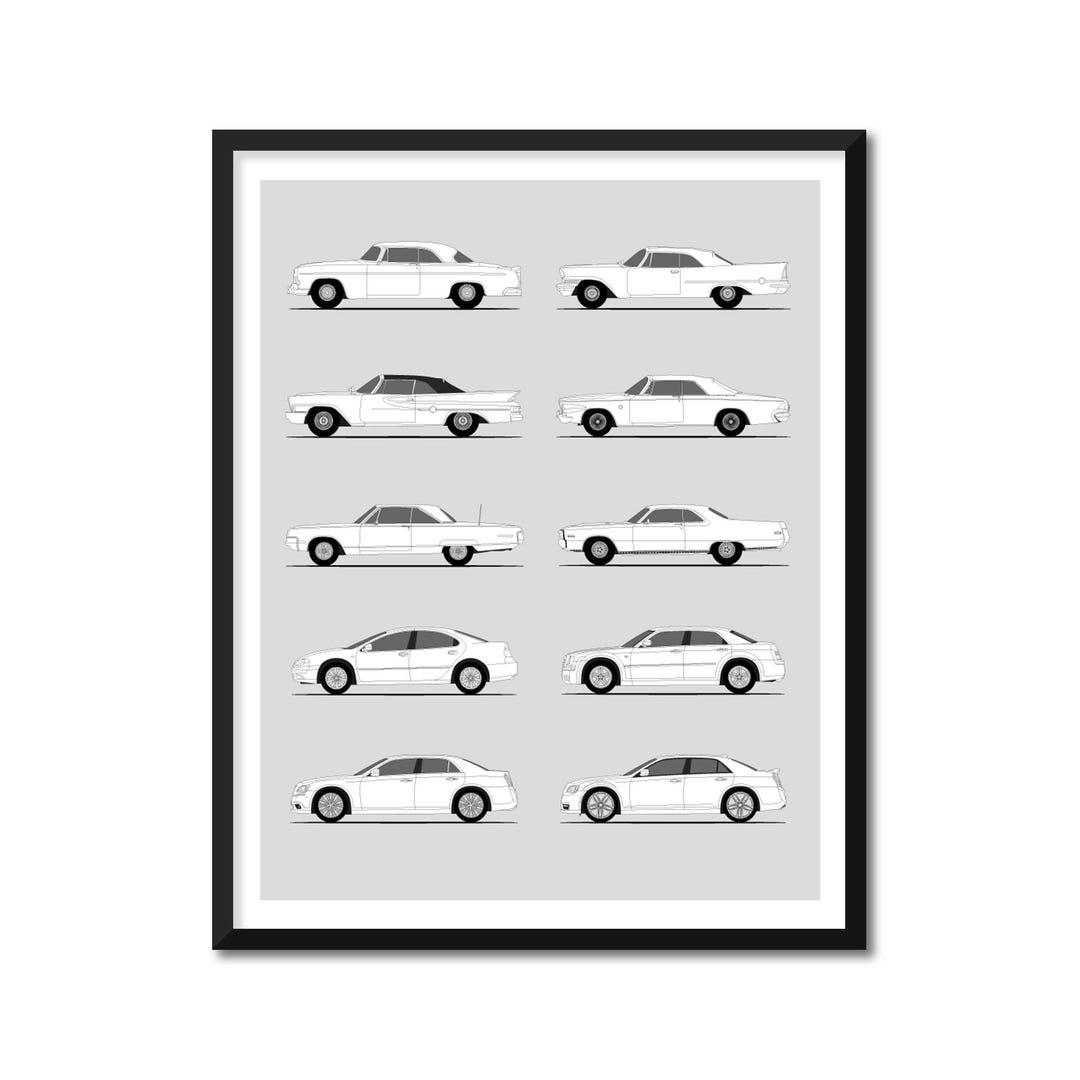 Chrysler 300 Inspired Car Poster side Profile Print Wall Art Decor 300C ...