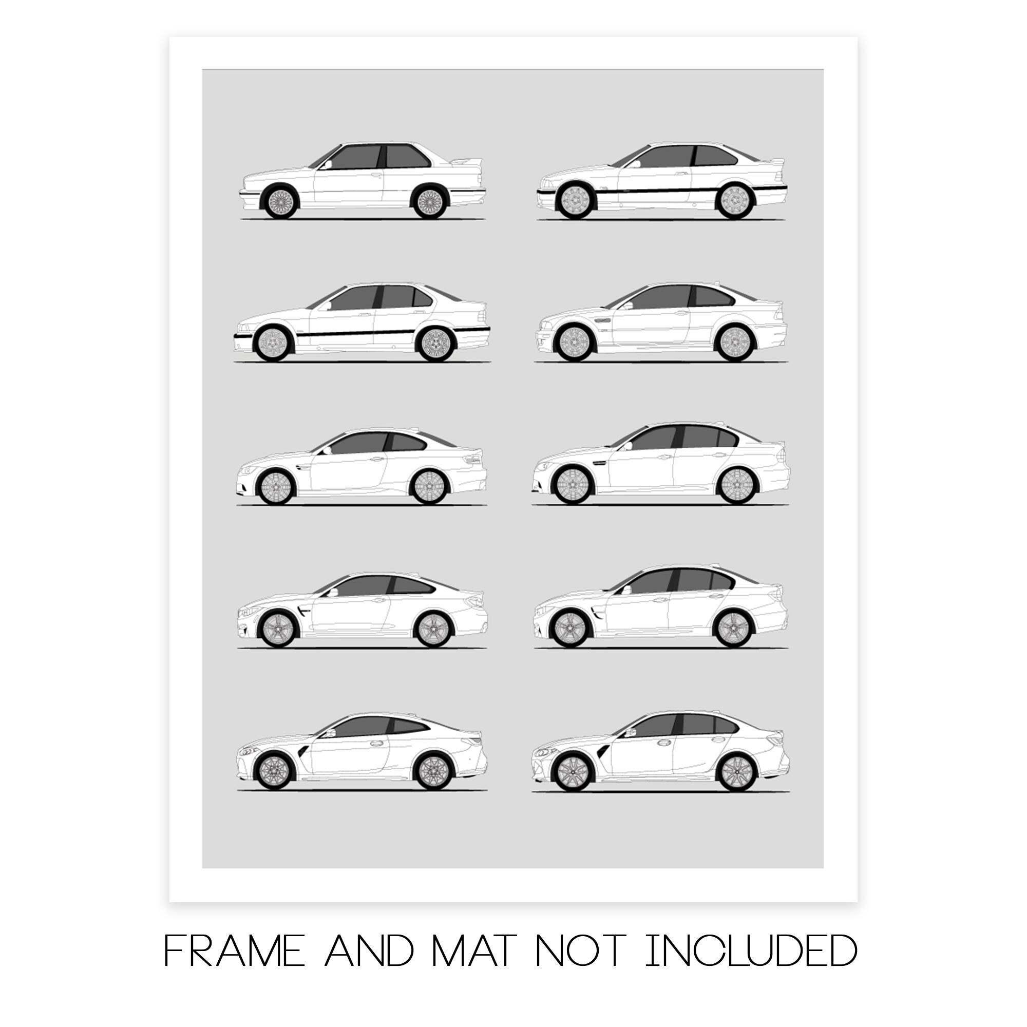 BMW M3 BMW M4 Inspired Car Poster (side Profile) Print Art E30 E36 E46 ...